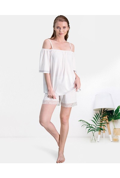 Pierre Cardin Krem Kadın Şort Takım Pierre Cardin Krem Kadın Şort Takım