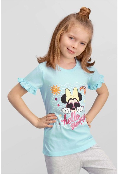 Mickey & Minnie Mouse Lisanslı Mavi Kız Çocuk T-Shirt Mickey & Minnie Mouse Lisanslı Mavi Kız Çocuk T-Shirt