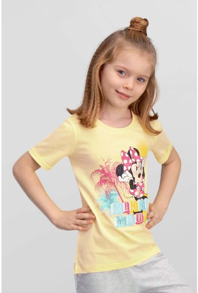 Mickey & Minnie Mouse Lisanslı Limon Sarı Kız Çocuk T-Shirt Mickey & Minnie Mouse Lisanslı Limon Sarı Kız Çocuk T-Shirt
