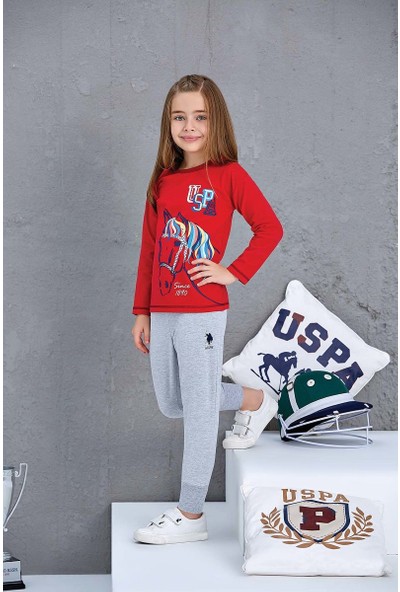 Us Polo Assn Lisanslı Kız Çocuk Pijama Takımı Kırmızı Us Polo Assn Lisanslı Kız Çocuk Pijama Takımı Kırmızı