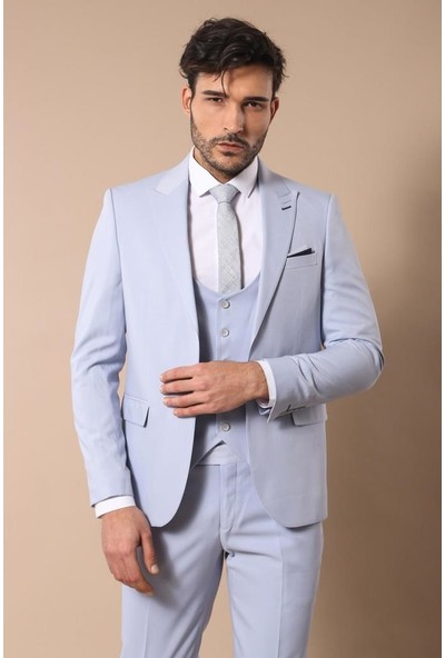 Wessi Buz Mavi Desenli Takım Elbise