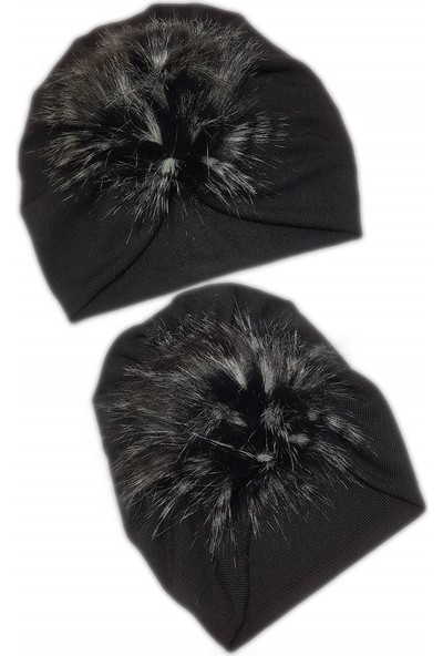 Babygiz Siyah Ponpon Detaylı Anne Bebek Takım Bone Babygiz Siyah Ponpon Detaylı Anne Bebek Takım Bone