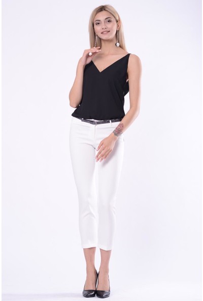 İroni Dar Paça Kumaş Pantolon - 1581-891K Ekru