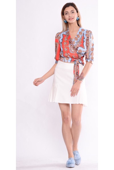 İroni Pileli Ekru Mini Etek - 2816-891 Ekru İroni Pileli Ekru Mini Etek - 2816-891 Ekru