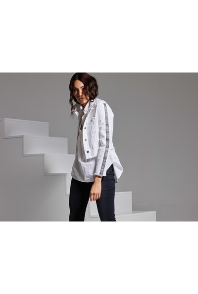 LTB Mariel White Snake Wash Kadın Ceket LTB Mariel White Snake Wash Kadın Ceket