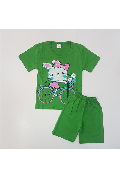 Lolly Dolly 06396 Kısa Kol Pijama Takımı 3-9 Yaş Yeşil
