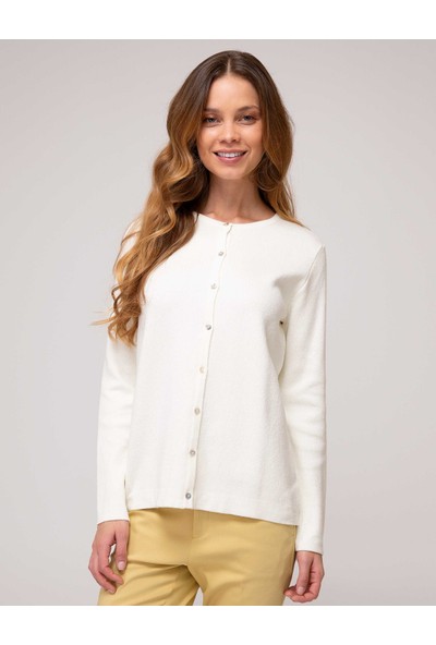 Pierre Cardin Kadın Beyaz Triko Hırka 50197817-VR019