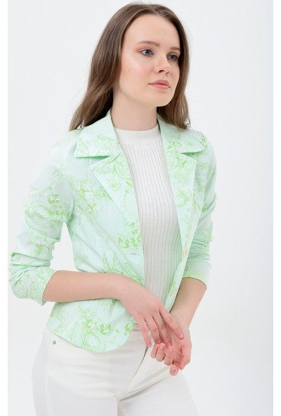 Maldia Yeşil Çiçek Desenli Ceket