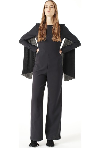 Mizalle Plise Kol Detaylı Tulum