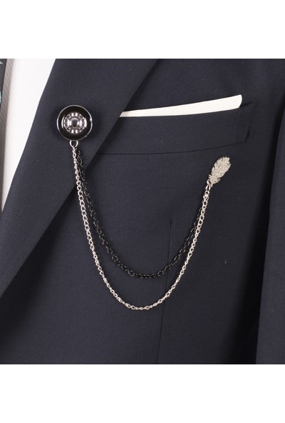 Deepsea Siyah Jant Desenli Ceket Yaka Aksesuarı 1901758 Deepsea Siyah Jant Desenli Ceket Yaka Aksesuarı 1901758