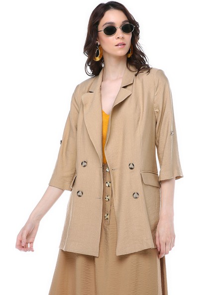 Graffin Camel Blazer Kol Katlanabilir Yazlık Blazer Ceket Graffin Camel Blazer Kol Katlanabilir Yazlık Blazer Ceket