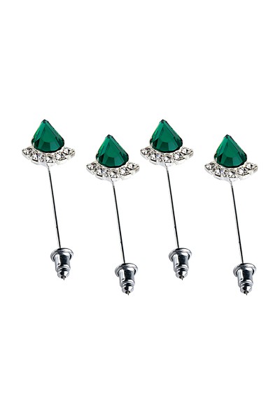 Fsg Takı Gümüş Kaplama Zümrüt Yeşili Eşarp ve Şal İğnesi