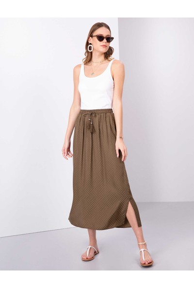 Pierre Cardin Kadın Haki Dokuma Etek 50204214-VR027 Pierre Cardin Kadın Haki Dokuma Etek 50204214-VR027