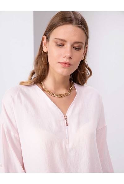 Pierre Cardin Kadın Pembe Dokuma Gömlek 50202820-VR050 Pierre Cardin Kadın Pembe Dokuma Gömlek 50202820-VR050