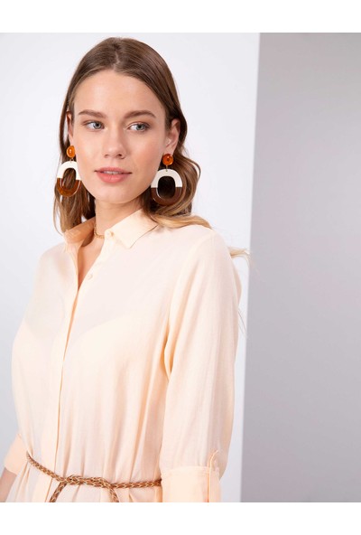 Pierre Cardin Kadın Pembe Dokuma Gömlek 50202629-VR053 Pierre Cardin Kadın Pembe Dokuma Gömlek 50202629-VR053