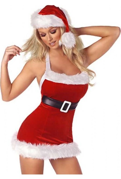 Merry See Kadife Yılbaşı Kız Kostümü Şapkalı