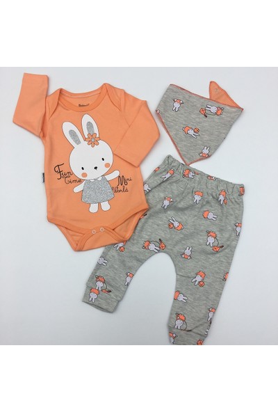 Miniworld Çiçekli Tavşan Kız Bebek Body Takım Miniworld Çiçekli Tavşan Kız Bebek Body Takım