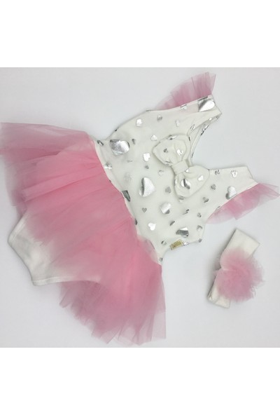 Tufitto Pembe Tüllü Bandanalı Kız Bebek Body