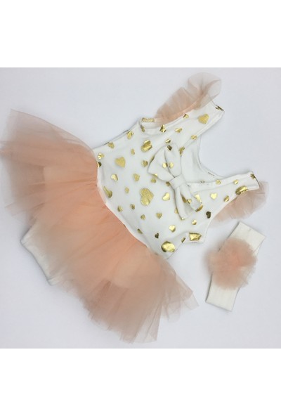 Tufitto Pudra Pembe Tüllü Bandanalı Kız Bebek Body