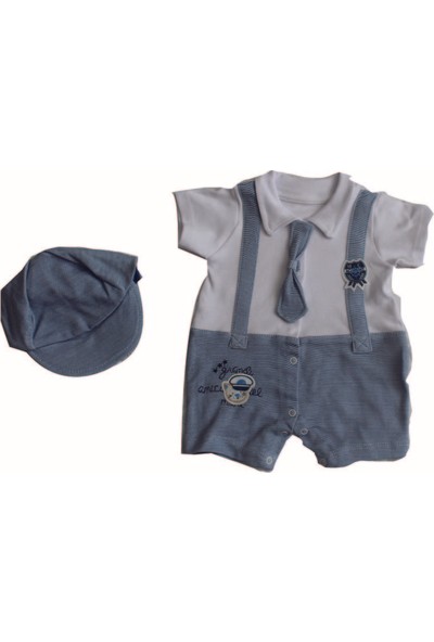 Elçi Baby Şapkalı Kravatlı Erkek Bebek Tulum