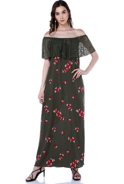 Sense 31504 Robası Dantelli Eteği Sulu Uzun Elbise