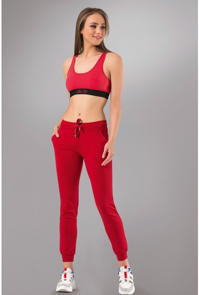 Obje Kırmızı Kadın Eşofman Altı