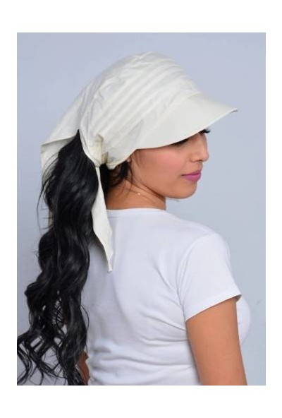 Külah Bağlamalı Eşarp Siperli Beyaz Bandana Şapka Külah Bağlamalı Eşarp Siperli Beyaz Bandana Şapka