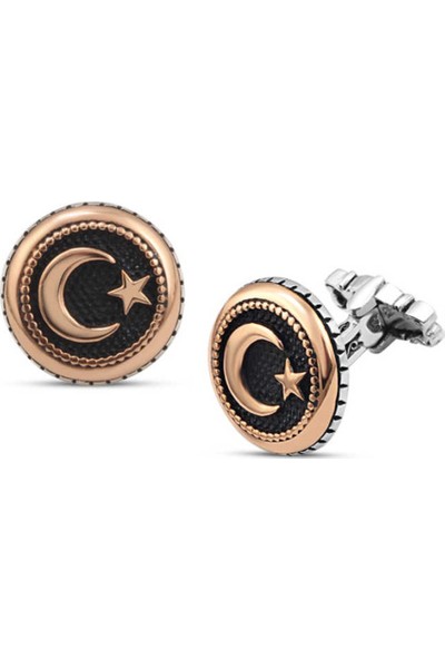 Silverplus Gümüş Ay Yıldızlı Kol Düğmesi