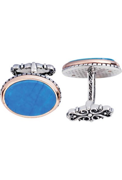 Silverplus Gümüş Turkuaz Taşlı Oval Kol Düğmesi Silverplus Gümüş Turkuaz Taşlı Oval Kol Düğmesi