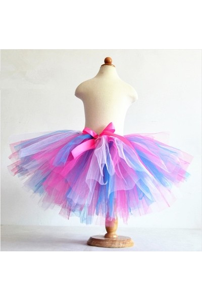 Bba New Trend Gökkuşağı Tütü Lastikli Etek kız Çocuk Tütü Etek Astarsız