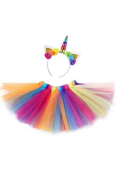 Bba New Trend Gökkuşağı Unicorn Taç Unicorn Tütü Etek