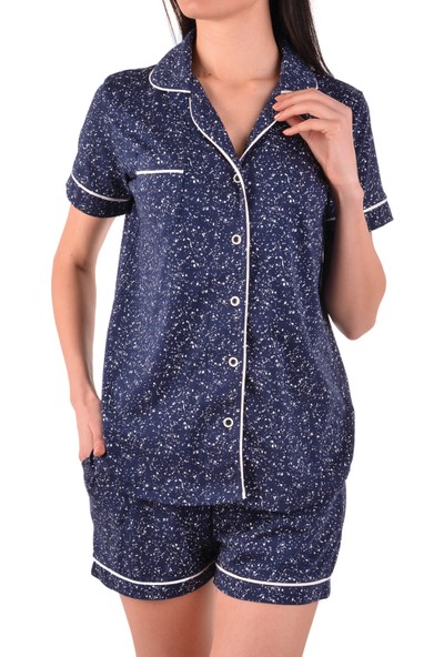 Nicoletta Kadın Şortlu Pijama Takımı Kısa Kollu Düğmeli Pamuk