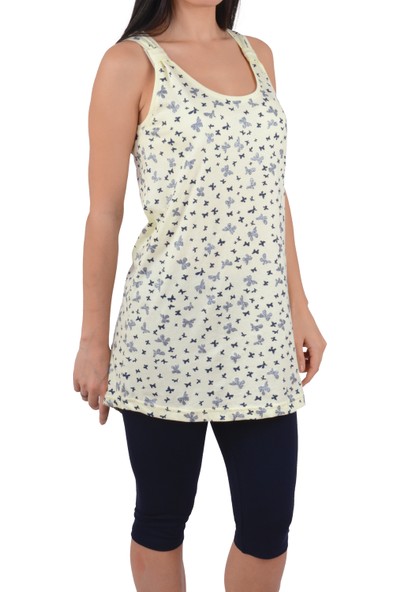 Nicoletta Kadın Kapri Pijama Takımı Geniş Askılı Pamuk