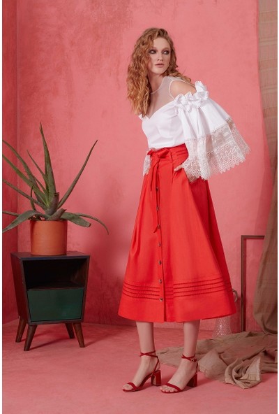 GIZIA Kuşak Detaylı Etek