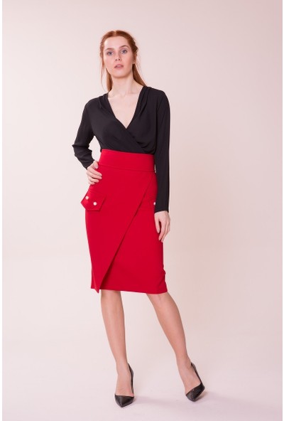 GIZIA Kırmızı Midi Etek