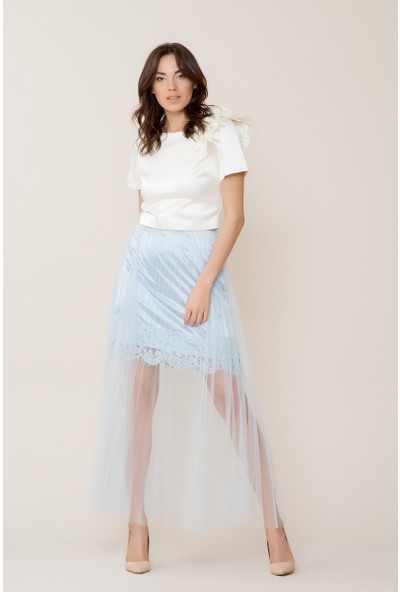 GIZIA Tül Ve Güpür Detaylı Etek