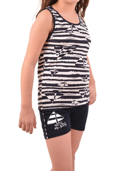 Nicoletta Kız Çocuk Şortlu Pijama Takımı Geniş Askılı Garson Pamuk