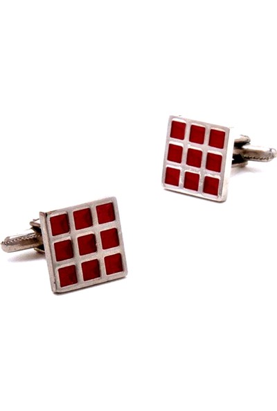 Blora Kırmızı Kareler Kol Düğmesi