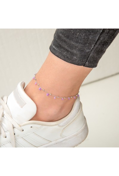 Papatya Silver PTY2000350 Mor Taşlı Halhal Papatya Silver PTY2000350 Mor Taşlı Halhal