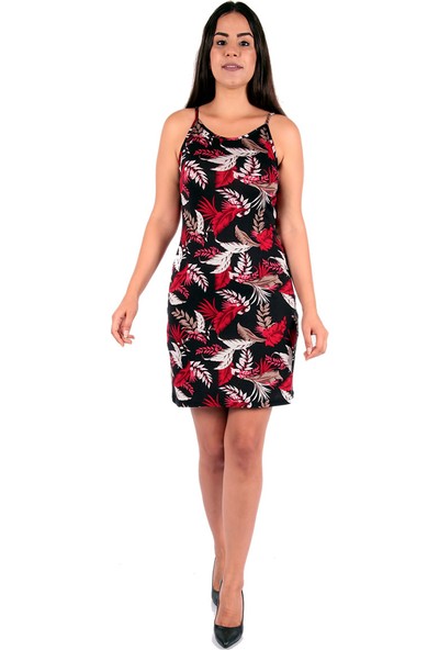 Red Hot Best Çiçek Desen Baskılı Yazlık Askılı Dizüstü Elbise
