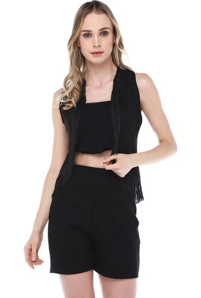 Quincey Püsküllü Süet Yelek