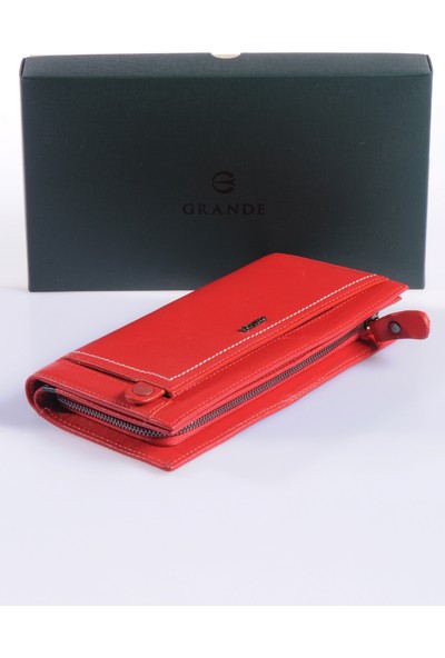 Grande Kadın Hakiki Deri Cüzdan Grbyncz2713 Kırmızı