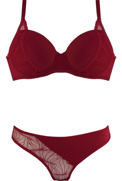 Leonita Destekli Sütyen Takım Bordo