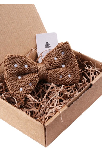 La Pescara Deve Tüyü Rengi Puantiye Desen Örgü Papyon ÖR124