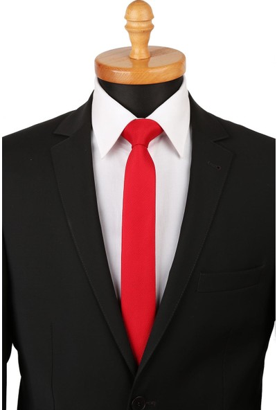 La Pescara Kırmızı Kendinden Desen Çok İnce Kravat UST85 La Pescara Kırmızı Kendinden Desen Çok İnce Kravat UST85