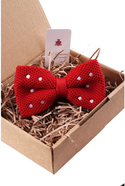 La Pescara Kırmızı Puantiye Desen Örgü Papyon ÖR133 La Pescara Kırmızı Puantiye Desen Örgü Papyon ÖR133