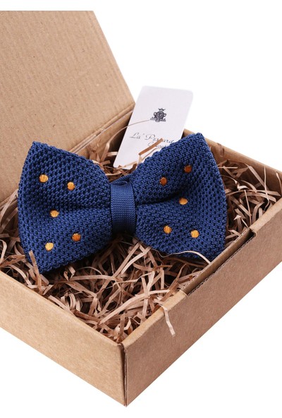 La Pescara Mavi Puantiye Desen Örgü Papyon ÖR120