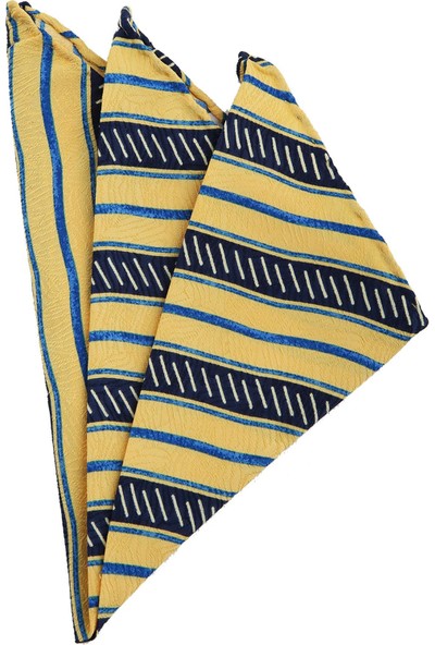 La Pescara Sarı - Lacivert Motif Baskılı İpek Mendil SPS135 La Pescara Sarı - Lacivert Motif Baskılı İpek Mendil SPS135