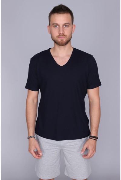 Obje Erkek Lacivert Modal V Yaka T-Shirt Obje Erkek Lacivert Modal V Yaka T-Shirt