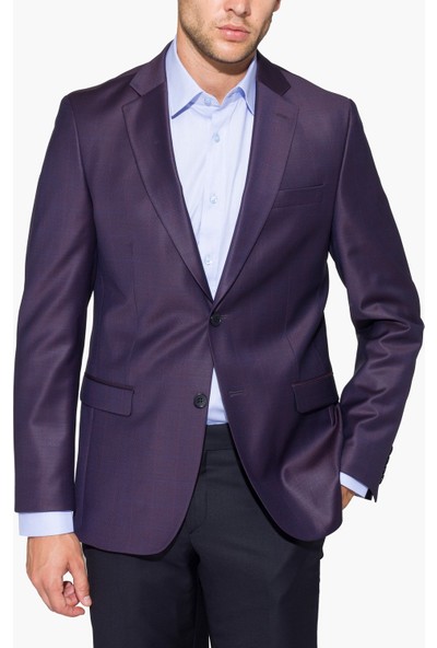 Hateko Altınyıldız Mor Ekoseli & Desenli Yün Erkek Ceket Hateko Altınyıldız Mor Ekoseli & Desenli Yün Erkek Ceket